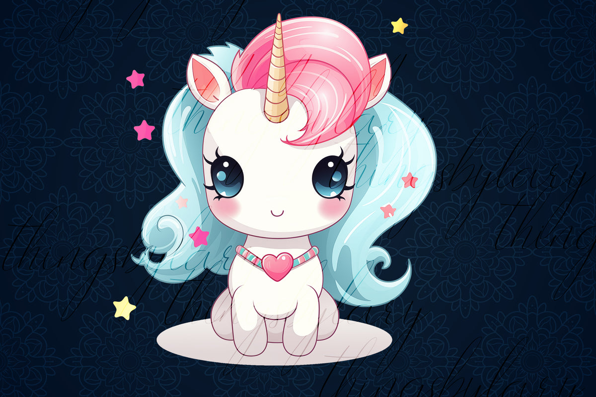 20 Cute Kawaii Unicorn PNG Transparent Background Clip Arts – ThingsbyLary