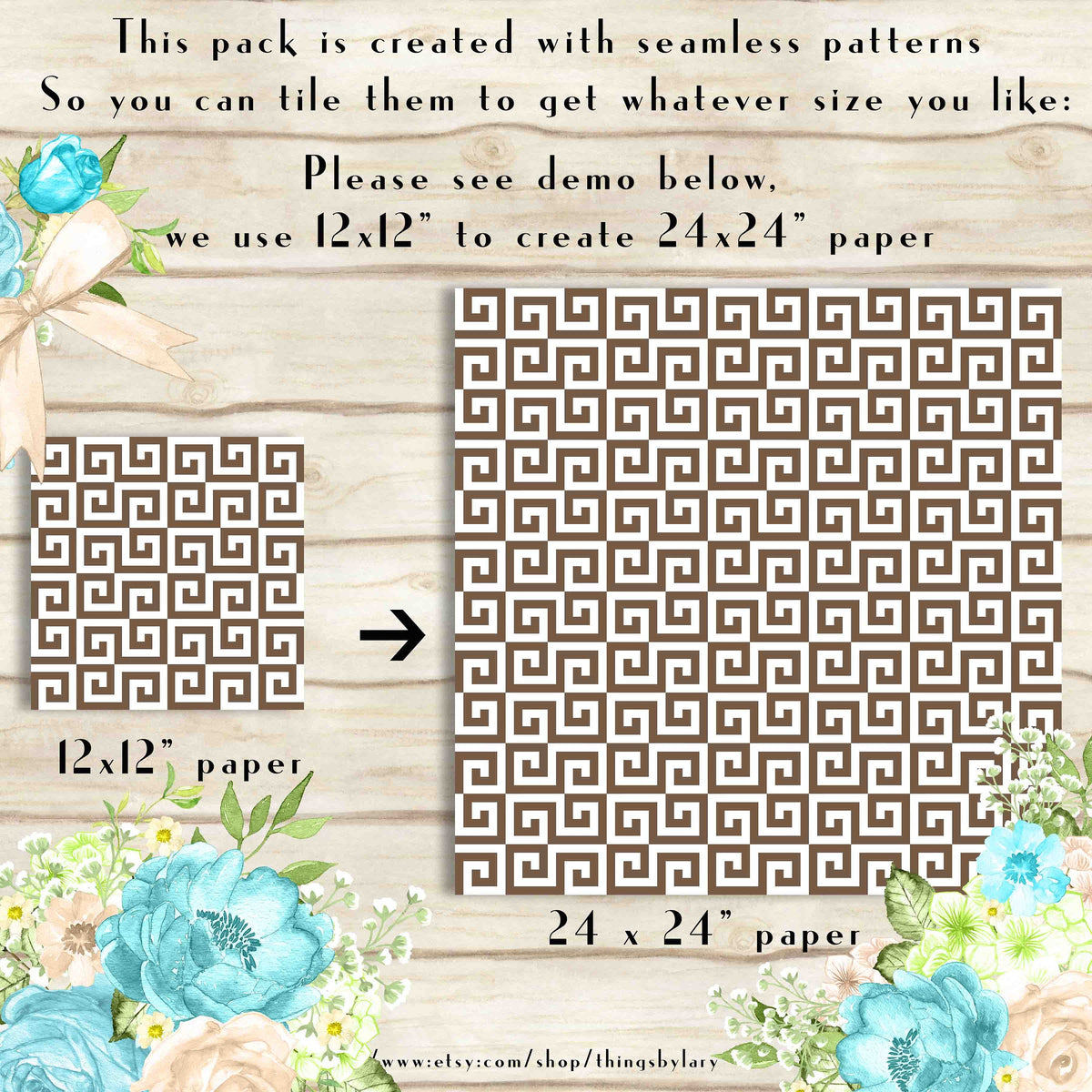 100 Seamless Greek Key Pattern Digital Papers 12x12 – ThingsbyLary