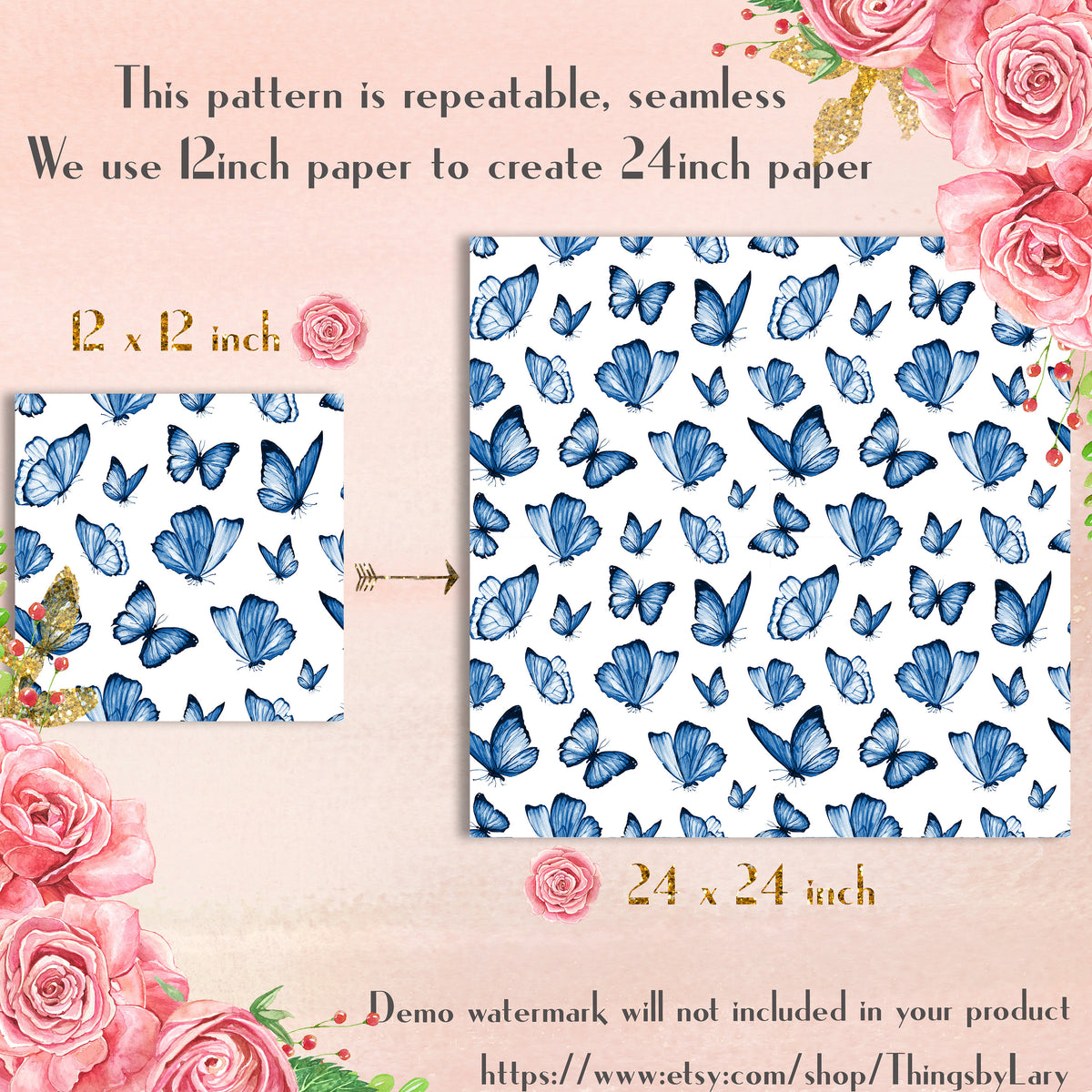 100 Seamless Watercolor Butterfly Digital Papers 12x12 – ThingsbyLary