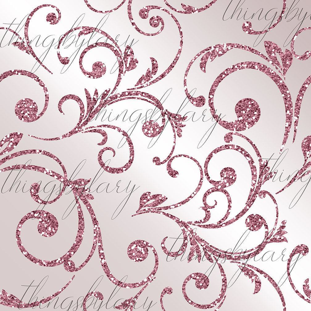 42 Rose Gold Glitter Seamless Damask Ornament Overlays PNG 12x12 ...