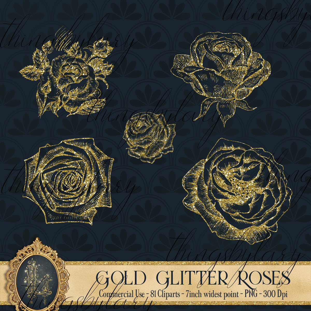 81 Gold Glitter Rose Sets PNG Images – ThingsbyLary