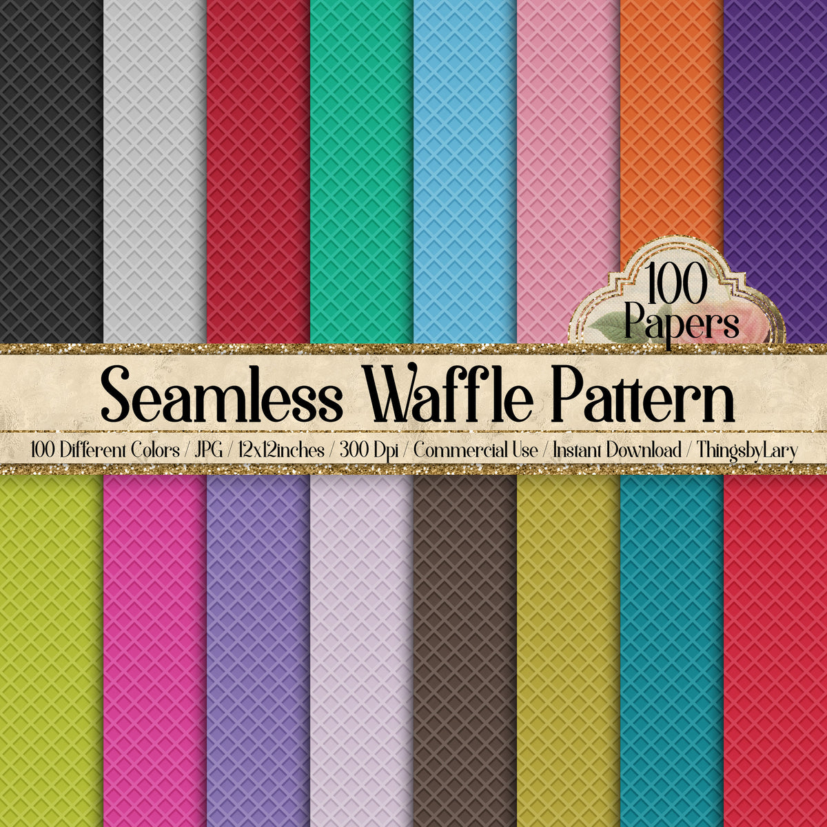 100 Seamless Waffle Pattern Digital Papers – ThingsbyLary