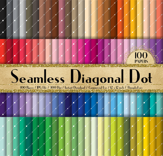 100 Seamless Diagonal Dot Line Digital Papers 12x12 – ThingsbyLary